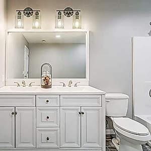 SEABLE Bathroom Vanity Light Brushed Nickel 2 Light Bathroom Light Fixtures with Clear Glass Shade Modern Wall Sconces Bathroom Lights Over Mirror UL Listed