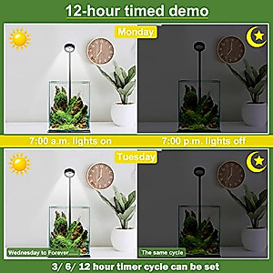 Yekavo Aquarium Light, Full Spectrum LED Fish Tank Grow Light with Timer, 5W Plants Terrarium Light with Metal Stand, for Betta Fish Bowl, Reptile Terrarium, Plant Landscape Tank, Potted Plants