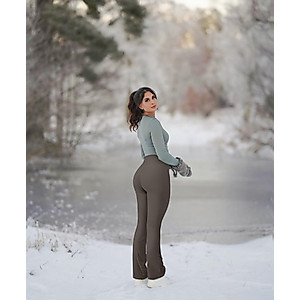 OQQ Women's 2 Piece Yoga Pants Ribbed Seamless Workout High Waist Athletic Straight Leg Leggings Black Tea Leaf