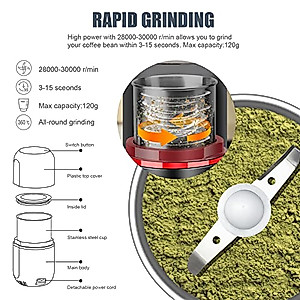 COOL KNIGHT Herb Grinder [large capacity/fast /Electric ]-Spice Herb Coffee Grinder with Pollen Catcher/- 7.5" (Black)