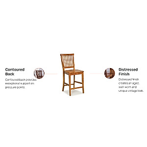 Home Styles Wood Counter Stool with Slat Backs In Rich Oak Finish