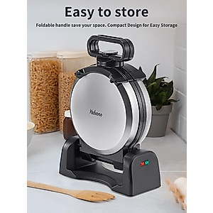 Waffle Maker, Yabano Belgian Waffle Iron with 180°Rotating Design, Non-Stick Plate, Cool Touch Handle, 1080W Fast Heating Waffle Machine for Breakfast, Snacks