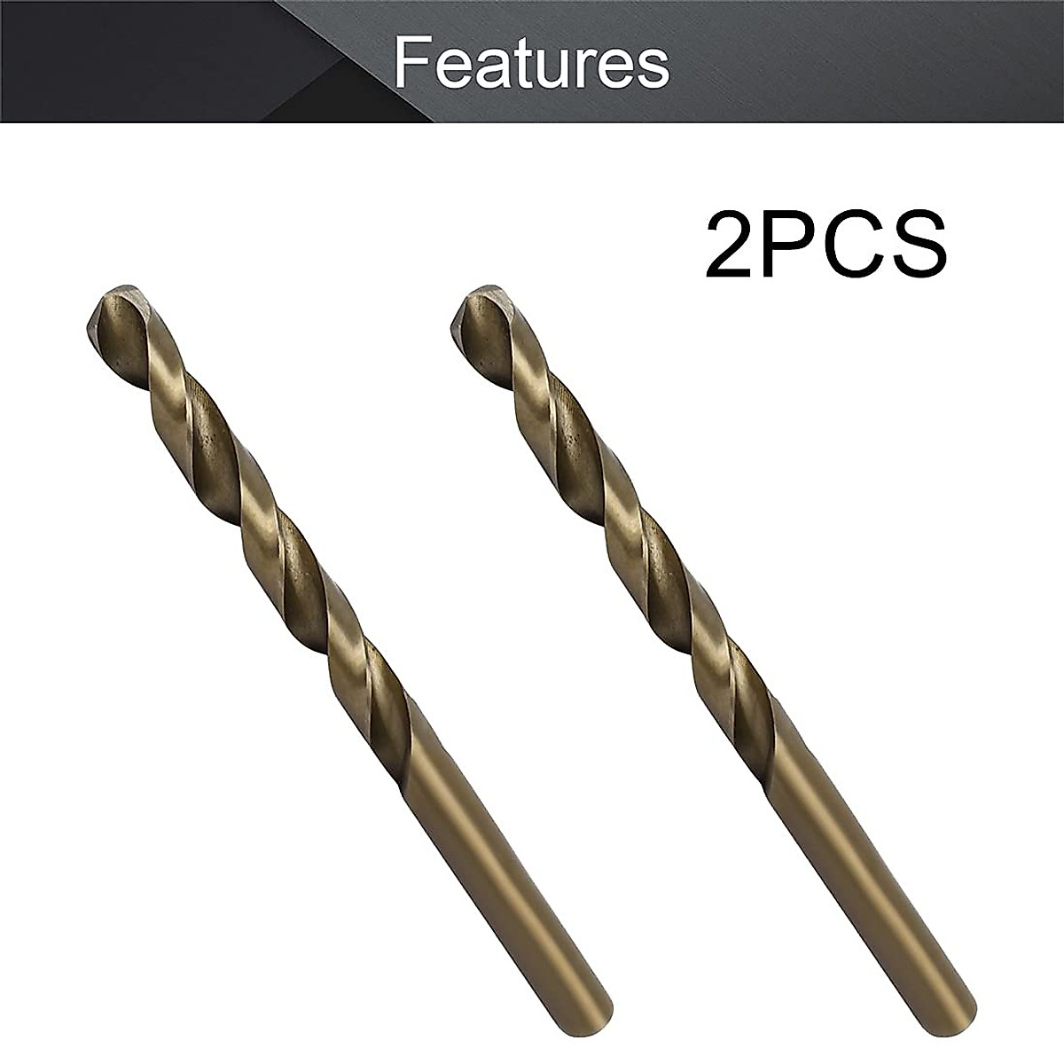 Utoolmart 2Pcs 6.5mm Heat Resistant Twist Drill Bit, Titanium Coated High Speed Steel Bit, M35 Cobalt Steel HSS-CO Grade with Straight Shank, Cut Through Hard Metals, Steel Copper, Aluminum Alloy