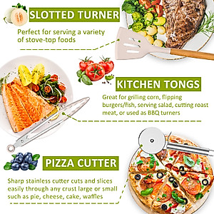 Kitchen Cooking Utensil Set, Fungun 35 pcs Cooking Utensils - Nonstick Kitchen Utensils Cookware Set Spatula Set -Kitchen Gadgets Utensils Set, Kitchen Tools Gift-khaki