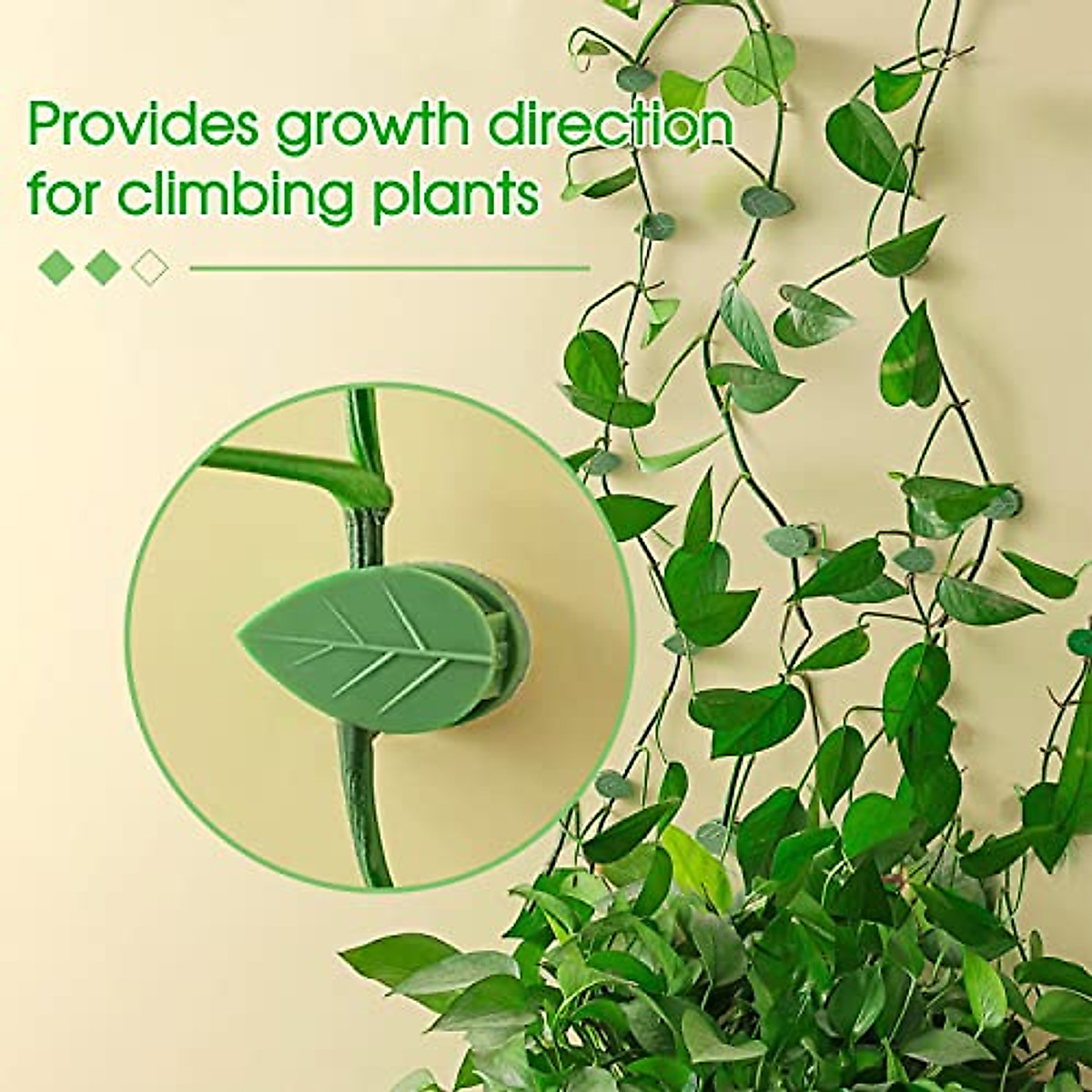 30 Pcs Plant Climbing Wall Fixture Clip Self-Adhesive Hook Vines Traction Invisible Stand Green Leaf Plant Clip Garden Wall Clip Plant Clip for Climbing Plants