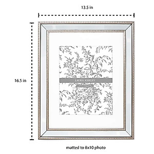 Laura Ashley 11x14 (Matted 8x10) Champagne Mirror Bead Picture Frame, Classic Mirrored Frame with Beaded Border, Wall-Mountable, Made for Photo Gallery and Wall Art, (11x14 (Matted 8x10), Champagne)