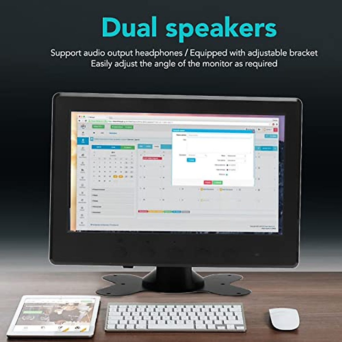 Akozon LED Color Video, 7 Inch TFT LED Monitor with VGA HD Multimedia AV BNC USB DC Input Portable HD Color Display with Speaker Remote Control 100‑240V(US Plug)