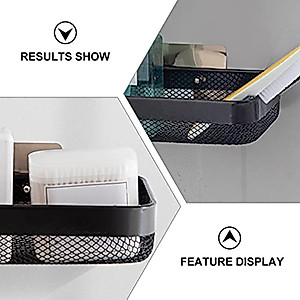 DOITOOL Cabinet Shelf Shower Caddy Basket Shelf Punch Free Bathroom Wall Storage Rack Bathroom Organizer Floating Shelf Brush Sponge Holder Rack Kitchen Draining Basket Black Metal Shelf