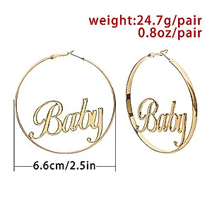 Hoop earrings geometric dangle Alloy Hollow Out Letters Star Engraving Earrings Jewelry for Womens (1 Pairs Gold)