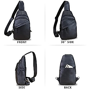 LRTO Genuine Leather Sling Bag Crossbody Purse Handmade Hiking Daypack Motorcycle Chest Bag Cycling Shoulder Backpack