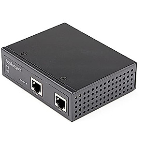 StarTech.com Industrial Gigabit Ethernet PoE Injector - 30W 802.3at PoE+ Midspan 48V-56VDC DIN Rail Power Over Ethernet Injector Adapter - -40C to +75C Cameras/Sensors/WiFi Access, TAA (POEINJ30W)