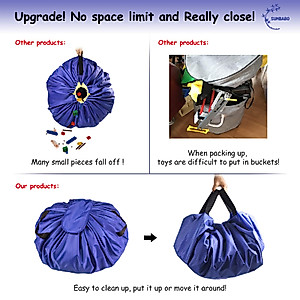 Toy Storage Mat Bag by Drawstring for Lego - Play Mat Bag Toy Storage Container for Kids with Cap can as Gift（ Blue 47inch ）