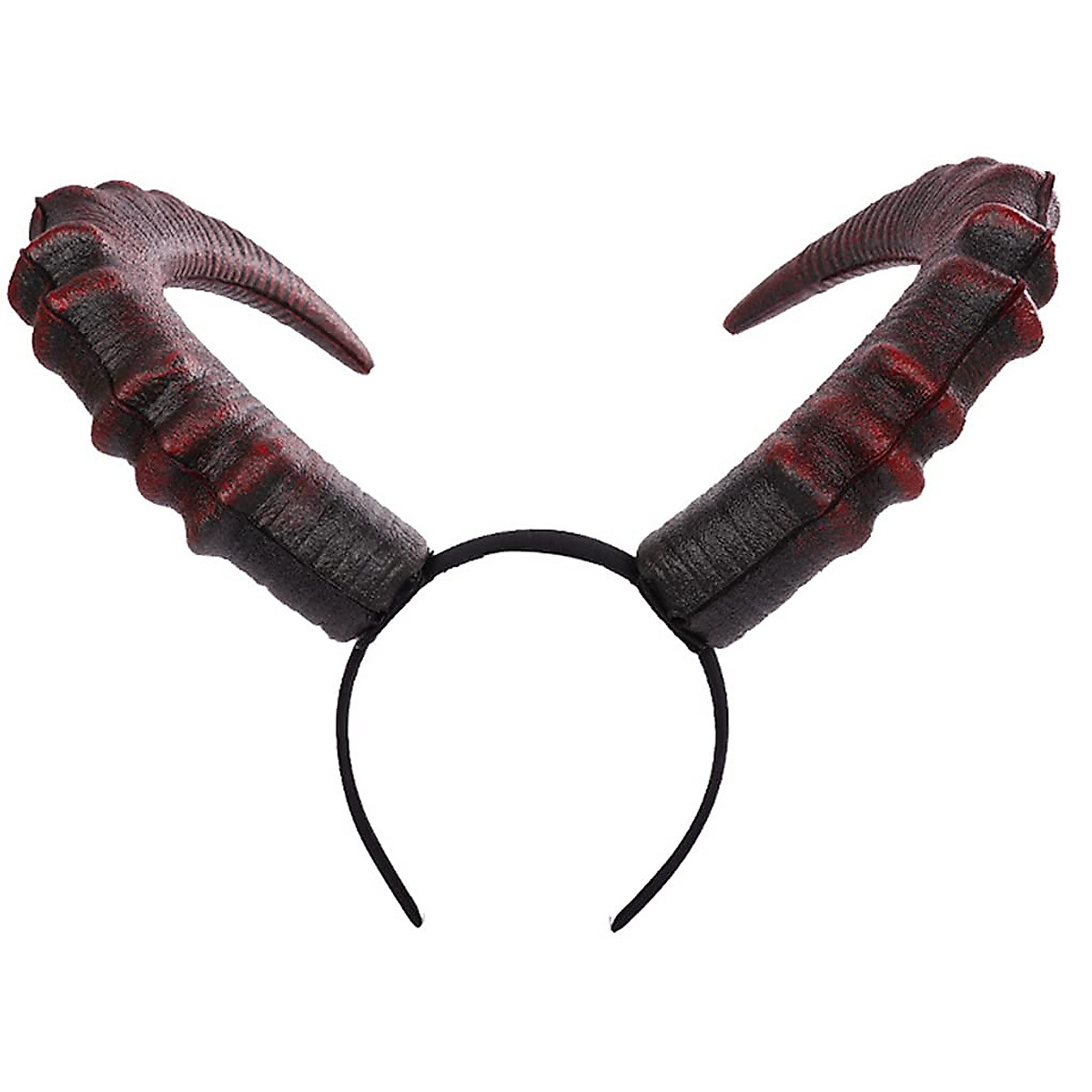 Gothic Halloween Cosplay Headwear Realistic Black Red Long Devils Horn Headband Carnival Party Bandana Hairband