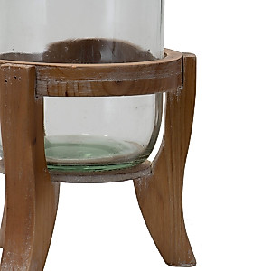 Foreside Home & Garden Glass Growler Vase with Natural Wood Stand