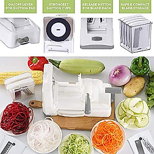 Spiralizer 7-Blade Vegetable Slicer, Strongest-and-Heaviest Spiral Slicer, Best Veggie Pasta Spaghetti Maker for Keto/Paleo/Non-Gluten, Comes with 4 Recipe Ebooks