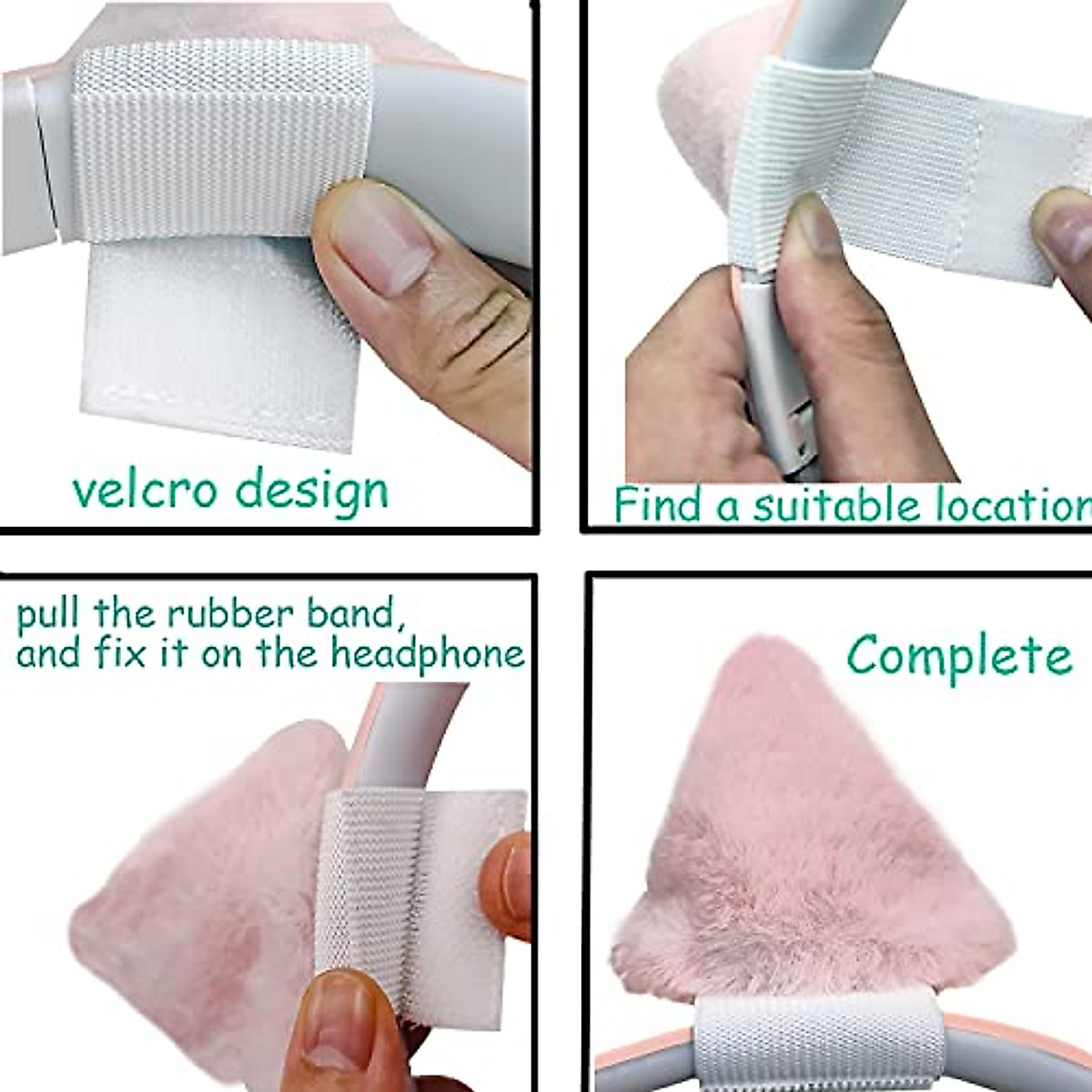 Cute Cat Ears Headphone Attachment,Adjustable Design Fit for Logitech G PRO HypreX Cloud/Cloud Flight Headphones and More,Cosplay Kitten Ears,(Headphones not Included),Pink & White