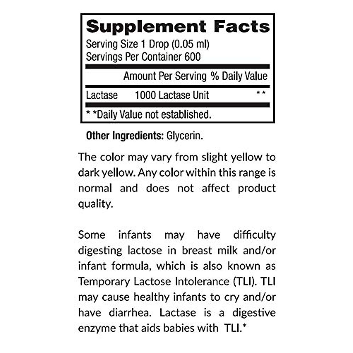 Kiddivit Baby Lactase Liquid Drops 1000 Units - 100 Daily Servings, 1 Fl Oz (30 mL) - Built-in Dropper, Glass Bottle - Sugar Free, Gluten Free, Vegetarian Friendly