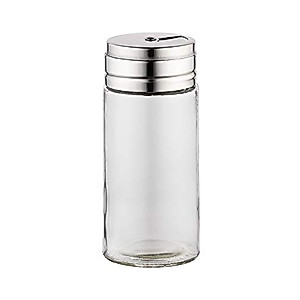 Fox Run 5167 Glass Spice Jar with Stainless Steel Shaker Lid, 6 Ounce, Clear Container for Seasonings