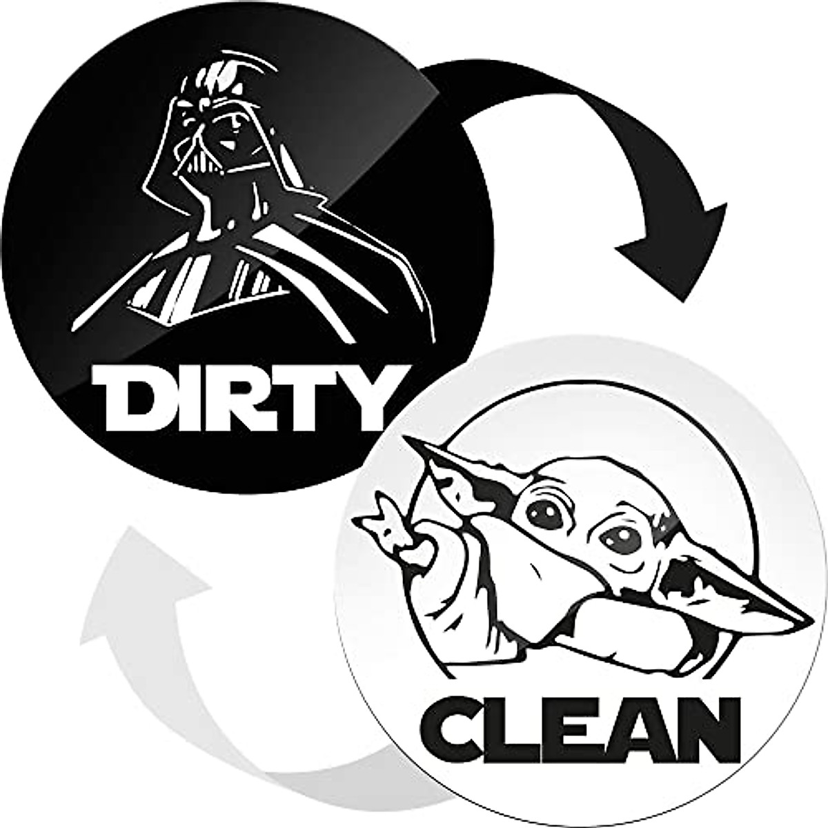 Dishwasher Magnet Clean Dirty Sign Indicator - Clean Dirty Dishwasher Magnet - Kitchen Dish Washer Magnet - Waterproof and Double Sided Flip with Bonus Adhesive Metal Plate (Black & White)