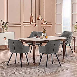 annjoe Faux Leather Accent Chair Arm Chairs Living Room Chairs Leisures Chair Upholstered Chair with Metal Legs Set of 2 for Home Kitchen Office Bistro Cafe, Gray