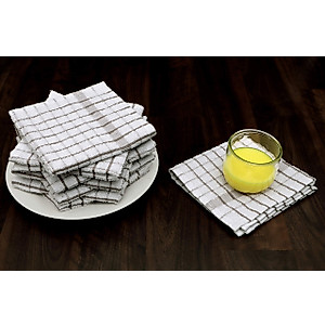 AMOUR INFINI Terry Grid Dish Cloths Pack of 8 Highly Absorbent, Quick Dry Dish Rags Super Soft Premium Kitchen Dish Cloth for Washing Dishes Dish (12x12 Inch - Beige)