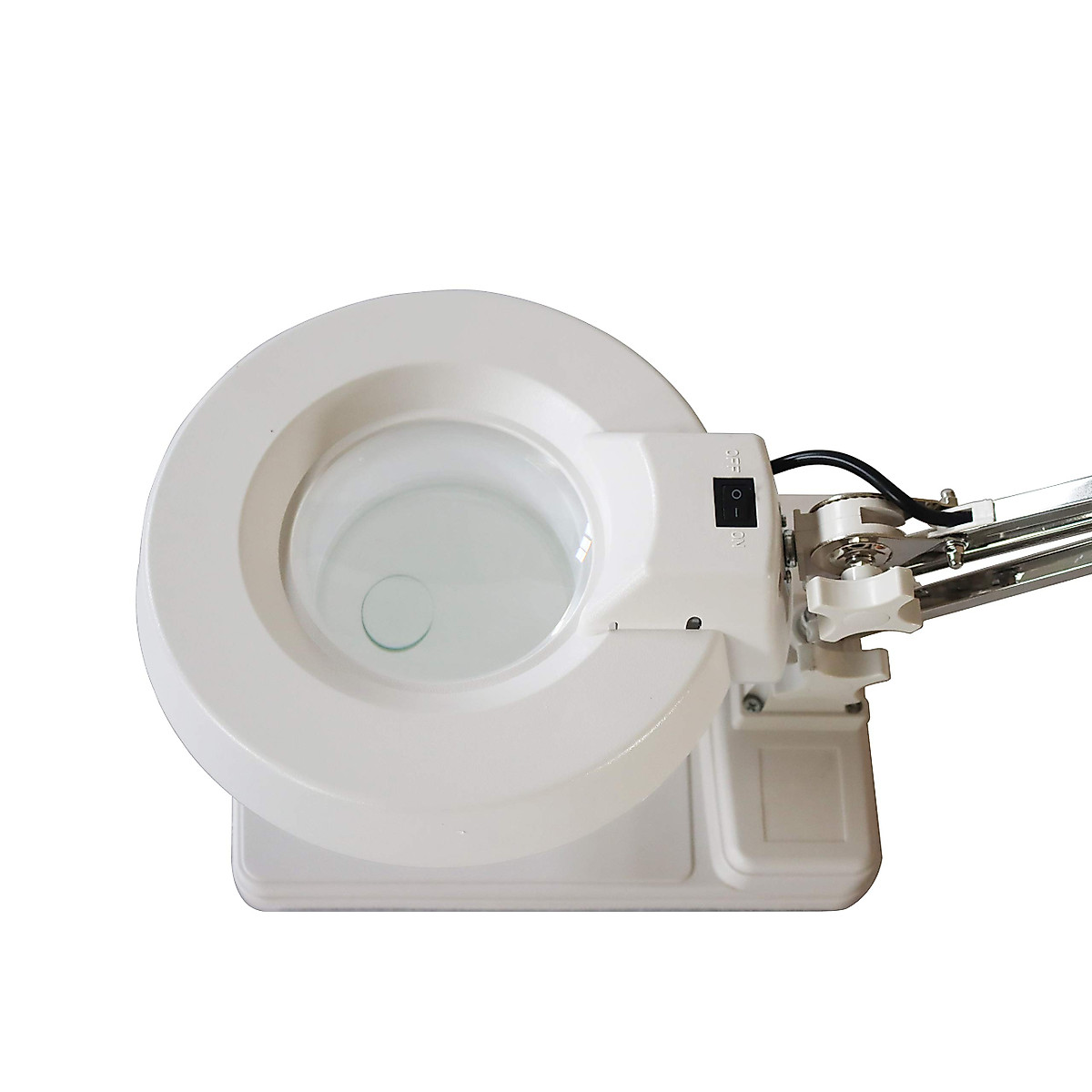 INTBUYING 20X Magnifier,110V Folding LED Desk Lamp Amplification Magnifier, 5" White Glass Lens,Adjustable Table Magnifier with Light, for Reading and Working