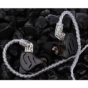 Linsoul KZ ZAX 1DD+7BA Hybrid Driver HiFi in-Ear Earphones with Zin Alloy Shell, Detachable 2 Pin 0.75mm OFC Cable(Without Mic, Black)