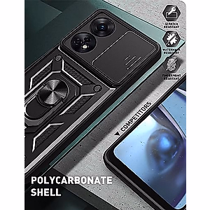 Ysnzaq Case for Oppo A98 6.72", Heavy Duty Shockproof Lens Protective Phone Cover with Magnetic Stand for Oppo A98 SJ Navy