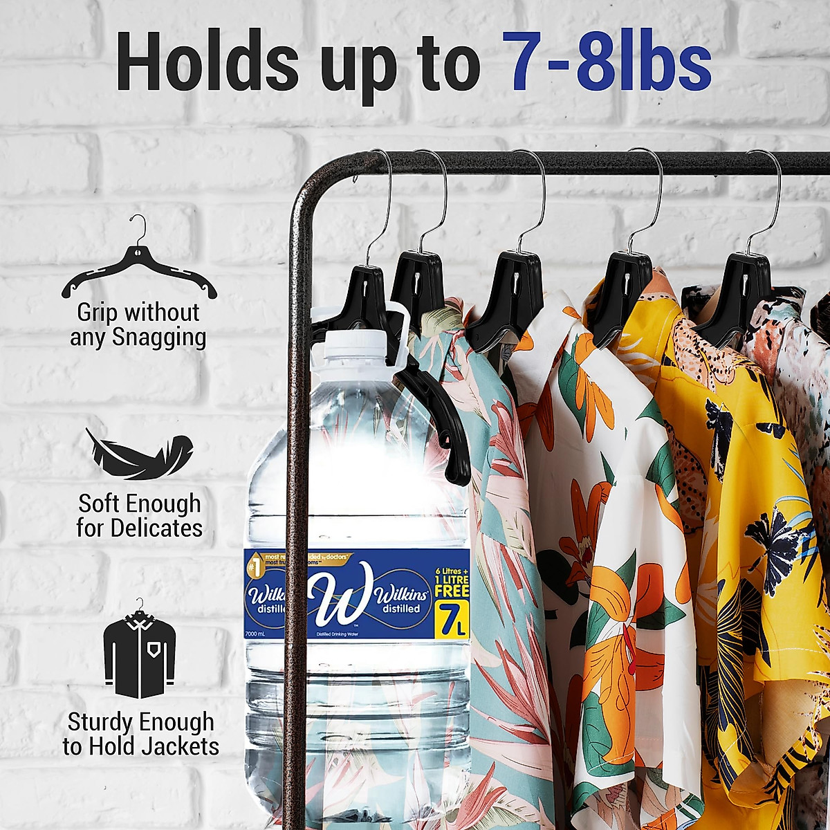 Victory Display Heavy Duty Hangers for Clothes (25-Pack), Black Hangers, 17in Wide Black Plastic Hangers, Coat Hanger with Swivel Hook & Notched Shoulders, Clothing Hangers, Heavy Duty Clothes Hangers