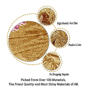 ShiDianYi 3 Feet 1 Yards-Gold-Sequin Fabric, by The Yard, Sequin Fabric, Tablecloth, Linen, for Xmas Decor (Gold)