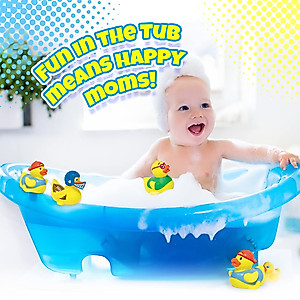 JA-RU Water Squirt 3" Yellow Rubber Ducks (1 Duck Assorted) Bathtub & Shower Toys for Kids, Baby & Toddler. Pool Floating Mini Rubber Duckies. Bulk Party Favors Easter Basket Novelty Toy. 1178-1