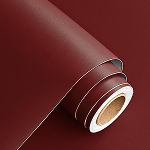 WESTICK Retro Red Wallpaper for Bedroom Walls 394" x 15.75" Red Contact Paper for Cabinets Waterproof Peel and Stick Wallpaper Self Adhesive Accent Wall Paper Living Room Entryway Vinyl Roll