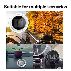 Crynod 3 PCS Mini Car Clock for Dashboard, 1.0In x 0.3In Waterproof ABS Round Motorcycle Decorative Clock with Adhesive, Universal Vehicle Digital Clocks Accessories (White)