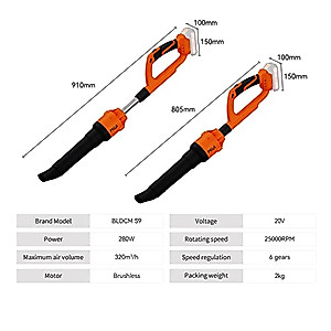 MIUI Leaf Blower - Cordless with Battery and Charger, Electric Cordless Leaf Blower 6 Speed Mode, Battery Powered Handheld Blowers for Lawn Care, Patio, Blowing Leaves and Snow