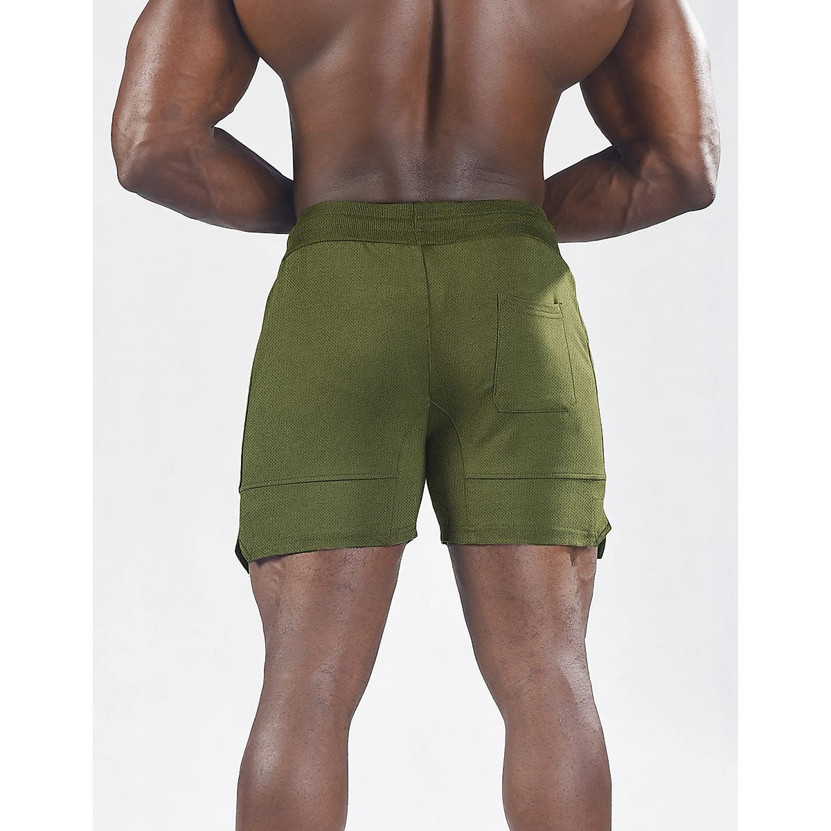 FLYFIREFLY Men's Gym Workout Shorts Running Training Fitted Joggeing Short Pants for Men Bodybuilding Green