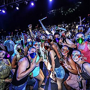 ShineWorld LED Rave Mask Light Up Mask Glowing 7 Colors Luminous,USB Rechargeable for Costumes Party Christmas Halloween for Men Women Childs Face Mask