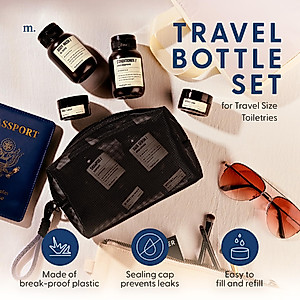 MAISONOVO Travel Bottles for Toiletries, TSA Approved, Leak Proof Refillable, Travel Size Containers and Bottles with Water Proof Toiletry Bag