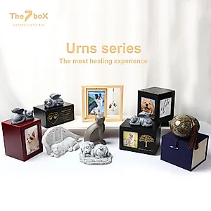 The7boX Pet Urn Dog Ashes Box Wooden Black Dog Urns for Ashes Comes with Dog Angel and Ashes Bag