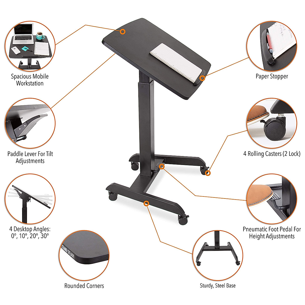 Stand Steady Multifunctional Mobile Podium (Black)