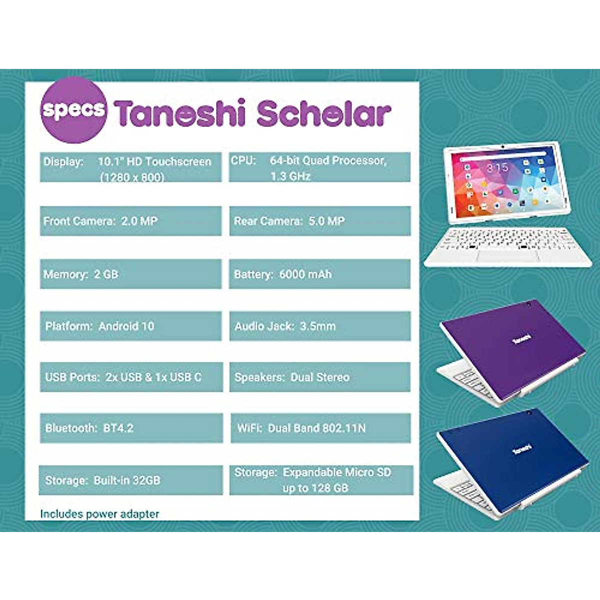 Tanoshi Scholar Kids Computer a Kids Laptop for Ages 6-12, 10.1" HD Touchscreen Display (Purple)