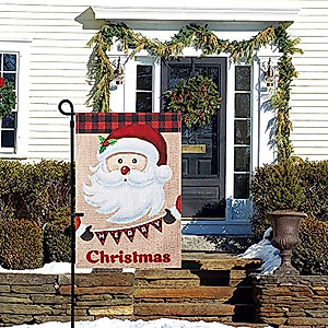 hogardeck Merry Christmas Garden Flags, Vertical Double Sided Burlap Yard Flag, Christmas Banner Outdoor Indoor Christmas Decorations
