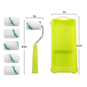 Paint Roller,High-Density Fabric Roller with Frame,Tray,Mini Paint Roller Refills, 2" Painting Supplies for Smaller DIY Stenciling Projects(Pack of 8)