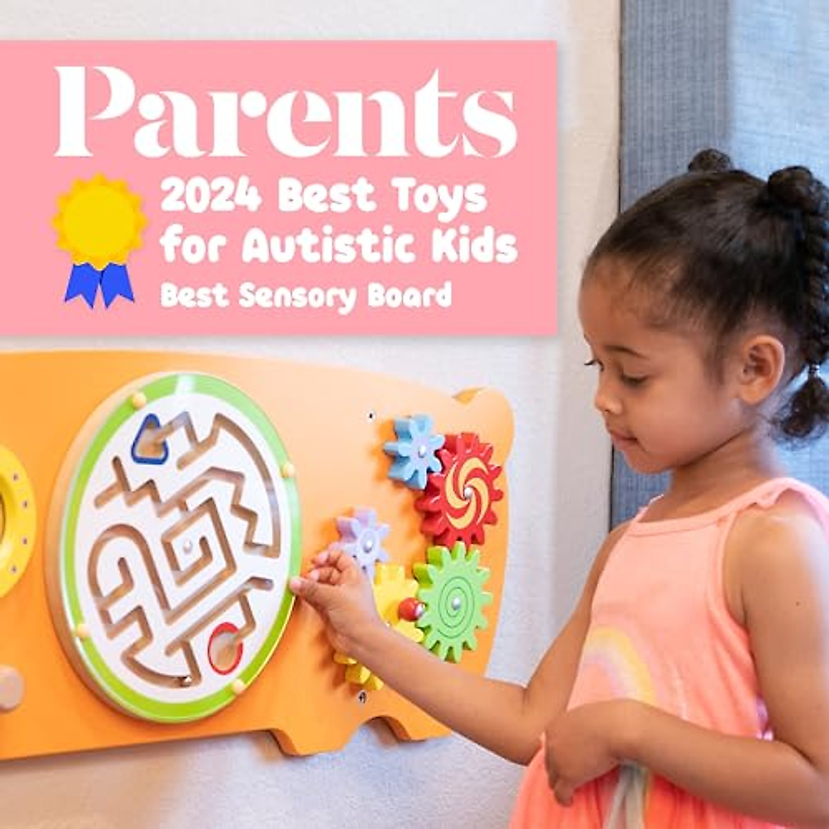 SPARK & WOW Bear Activity Wall Panel - Ages 18m+ - Montessori Sensory Wall Toy - 4 Activities - Busy Board - Toddler Room Décor