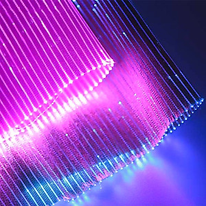 Fiber Optic Fabric,Led Accessories,Led Fiber Optic Mesh Lights for Quilting Sewing Clothes,Fabric with Changeable 7 Colors for DIY Luminous Festival Rave Partyaccessories. (Black, 7.87in x 5.9in)