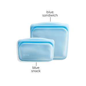 Stasher Premium Silicone Reusable Food Storage Bags, 2-Pack, Blue | Multi-Use Food Storage Bags, Lunch Bag, Travel Containers | BPA Free, Leak-free, Dishwasher-Safe, Eco-friendly