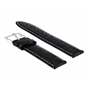 Ewatchparts 18MM GENUINE LEATHER WATCH BAND STRAP COMPATIBLE WITH IWC PILOT PORTUGUESE TOP GUN BLACK WS