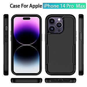 Hsefo Designed for iPhone 14 Pro Max Case, Heavy Duty Protection Shockproof Dropproof Dustproof Anti-Scratch Cover Protective Phone Case for iPhone 14 Pro Max -Black