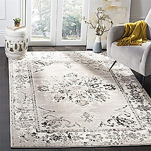 SAFAVIEH Skyler Collection 3' x 5' Grey/Ivory SKY169K Distressed Medallion Non-Shedding Living Room Bedroom Accent Rug