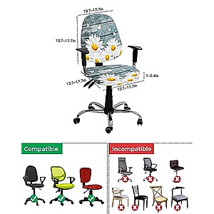 Big buy store Office Chair Cover Summer Daisy Floral Butterfly Protective Stretchable Universal Computer Chair Covers Retro Wooden Board Stretch Rotating Chair Slipcover