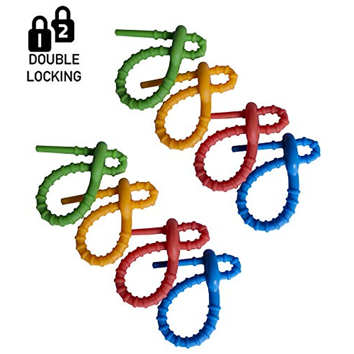 Multi Purpose Silicone Zip Ties - 20 pcs - 6 inch Reusable Zip Ties - Releasable Zip Ties in Multi Color (Red, Blue, Green, Orange) - Ties for Home, Office from EcoSearene